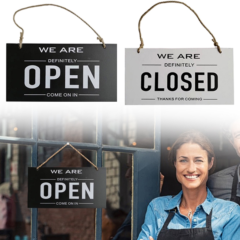 Wooden Store Open Closed Signage Double Sided Open Closed for Store ...