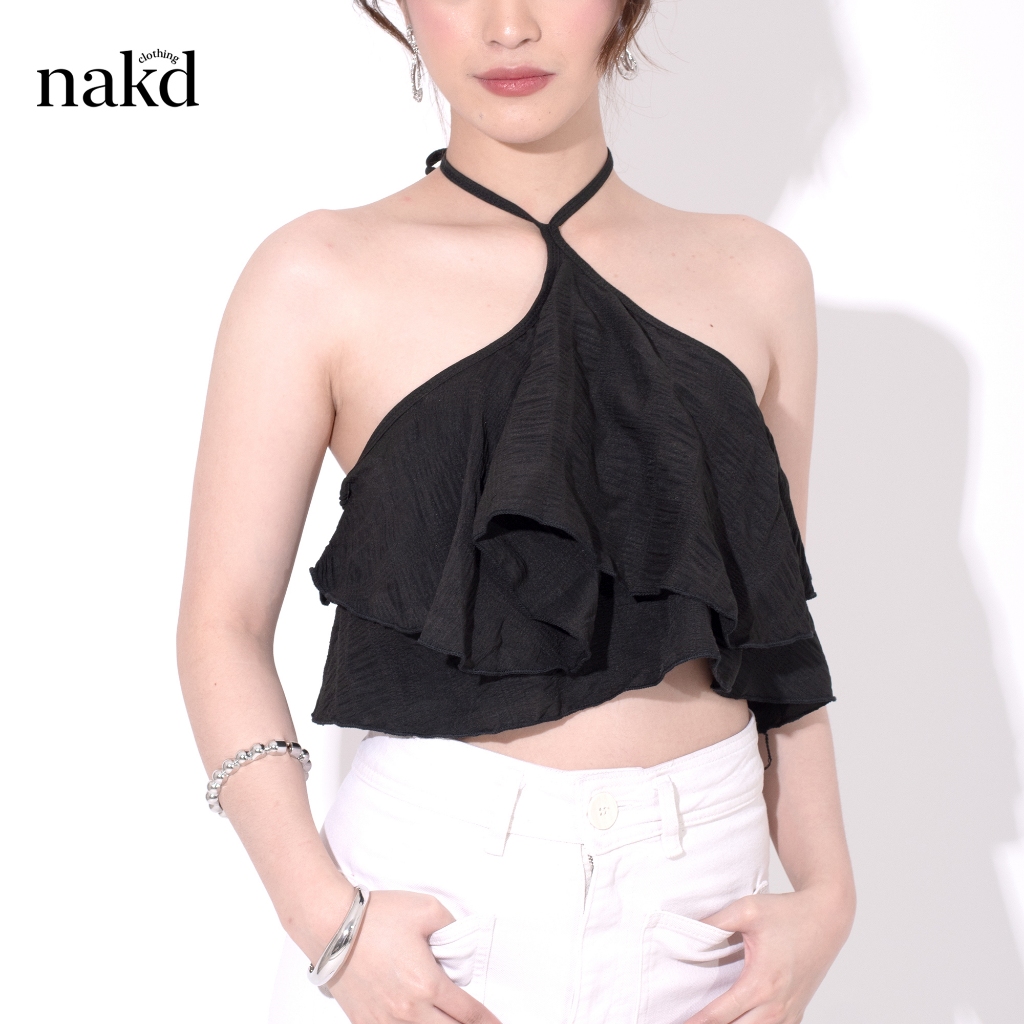 NAKD FASHION GIADA SEXY HALTER BACKLESS LAYERED SELF TIE CASUAL DAILY ...