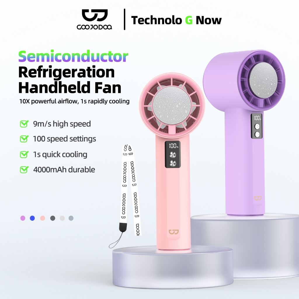 GOOJODOQ Handheld Mini Fan 4000mAh Turbo High Speed 10x Enhanced Wind ...