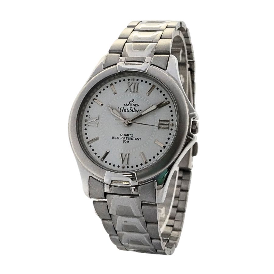 UniSilver TIME Men's Silver / White Analog Stainless steel watch KW1764 ...