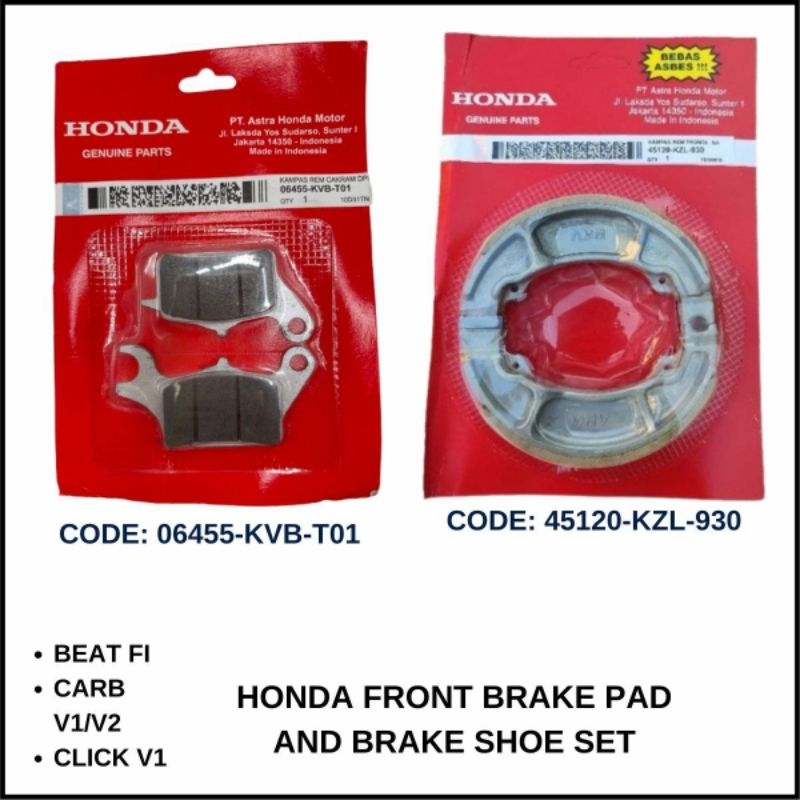 HONDA BRAKEPAD SET FOR CLICK 125/150 V1 GENUINE PARTS | Shopee Philippines