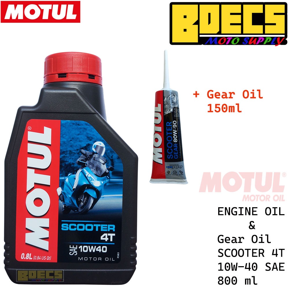 Motul Engine Oil Scooter 4T 10w-40 Free Gear Oil 120ml Genuine (800ml ...