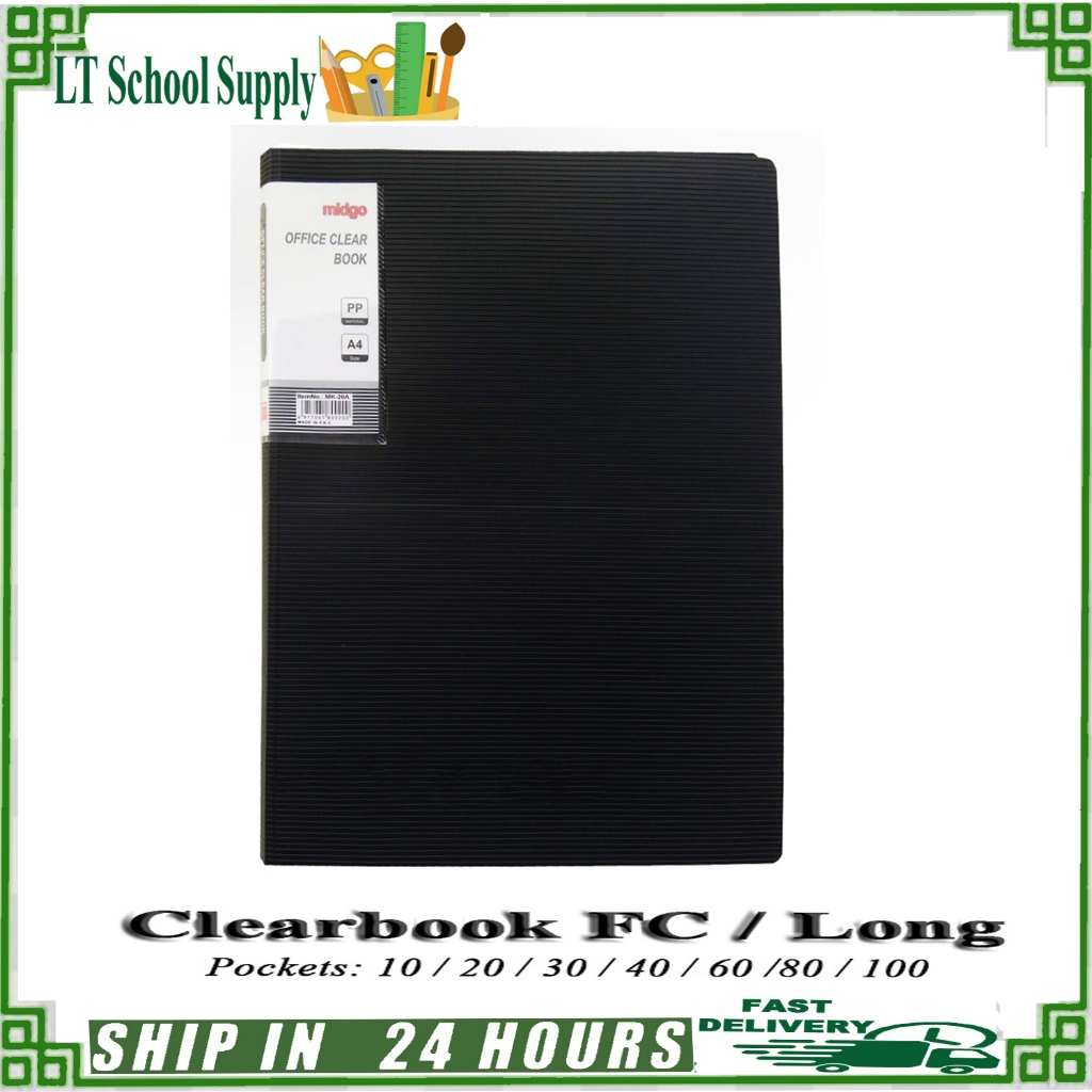 Midgo Non refillable Pocket clearbook / display book Long size BLACK ...