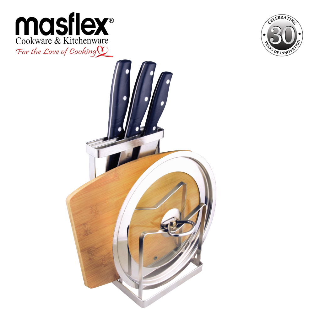 MASFLEX STAINLESS STEEL CHOPPING BOARD & KNIFE RACK SS-501 | Shopee ...