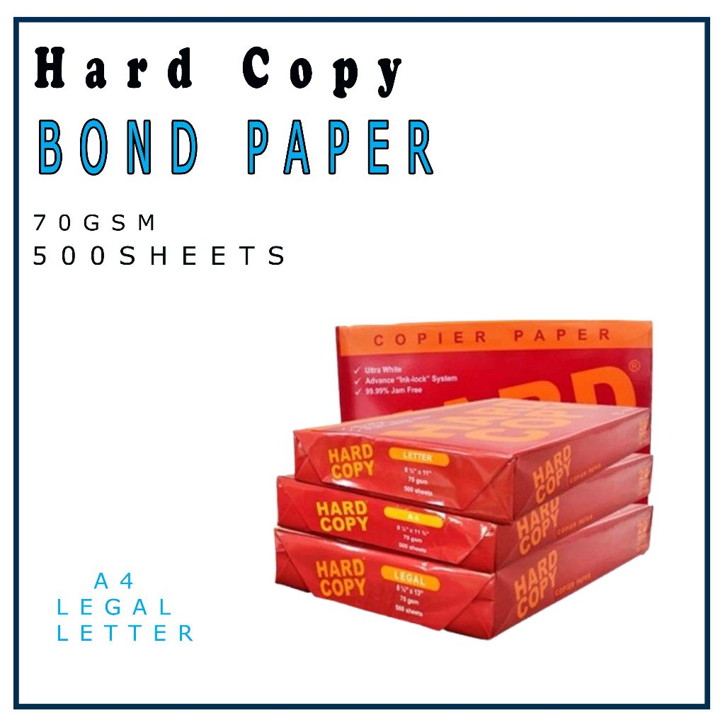 1 Ream Hard Copy Bond Paper A4 Legal Letter Size | Shopee Philippines