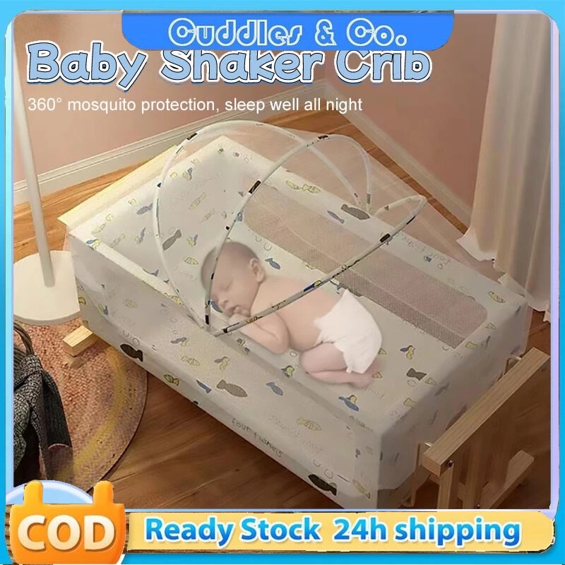 Wooden Crib Wooden Shelf Crib Rocker Crib with Mosquito Net and ...