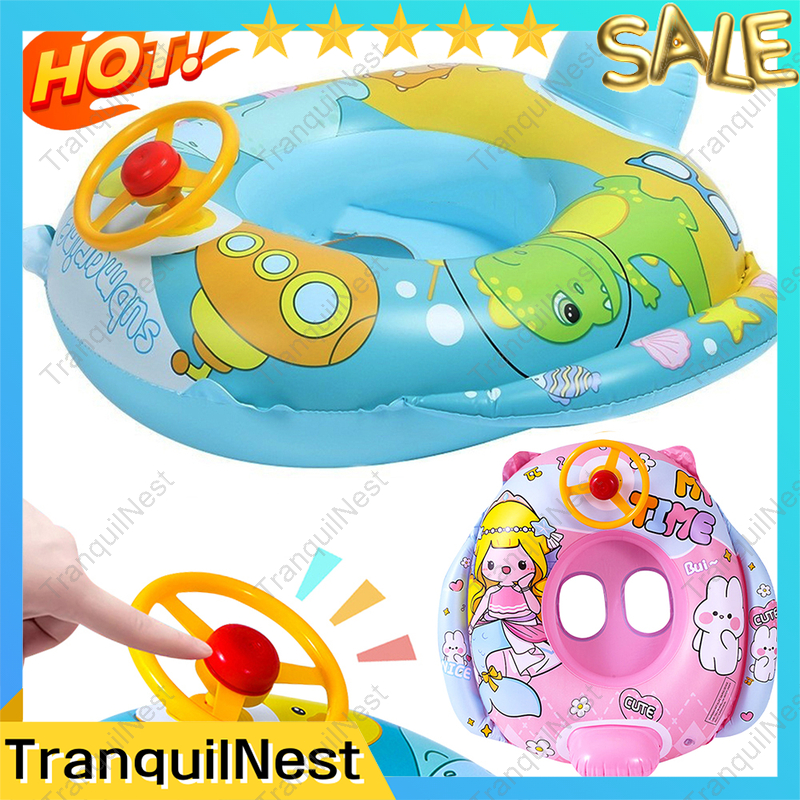 TranquilNest Baby Inflatable Pool Boat with Cartoon Design Kids ...