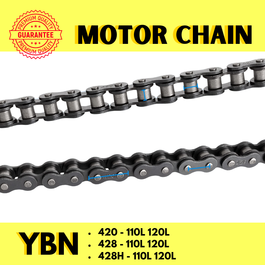 YBN Universal Motorcycle Chain 420 428 428H 110L 120L 130L Heavy Duty ...