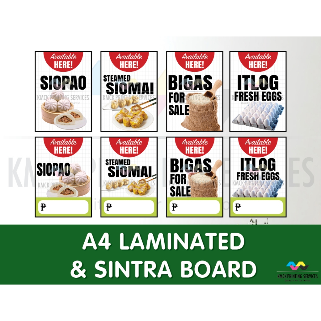 Available Here SIOPAO, STEAMED SIOMAI, BIGAS FOR SALE, ITLOG Signages ...