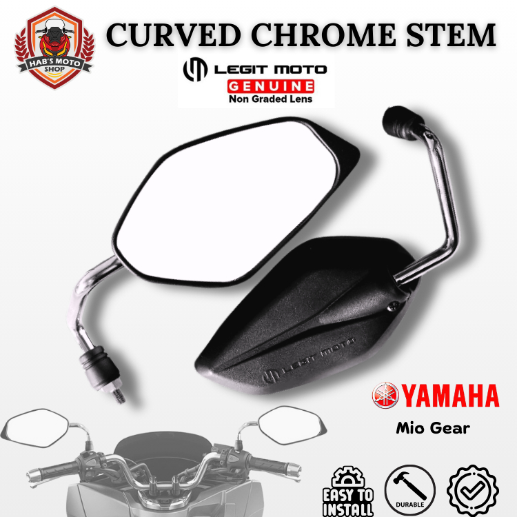YAMAHA Mio Gear LEGITMOTO Curved Chrome Stem Side Mirror Non-Graded ...