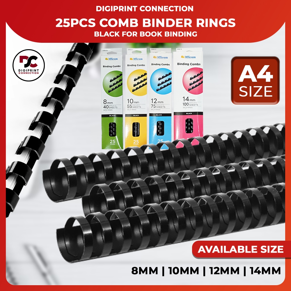 25pcs Comb Binder Rings A4 Black binding combs 8mm 10mm 12mm 14mm Rings ...