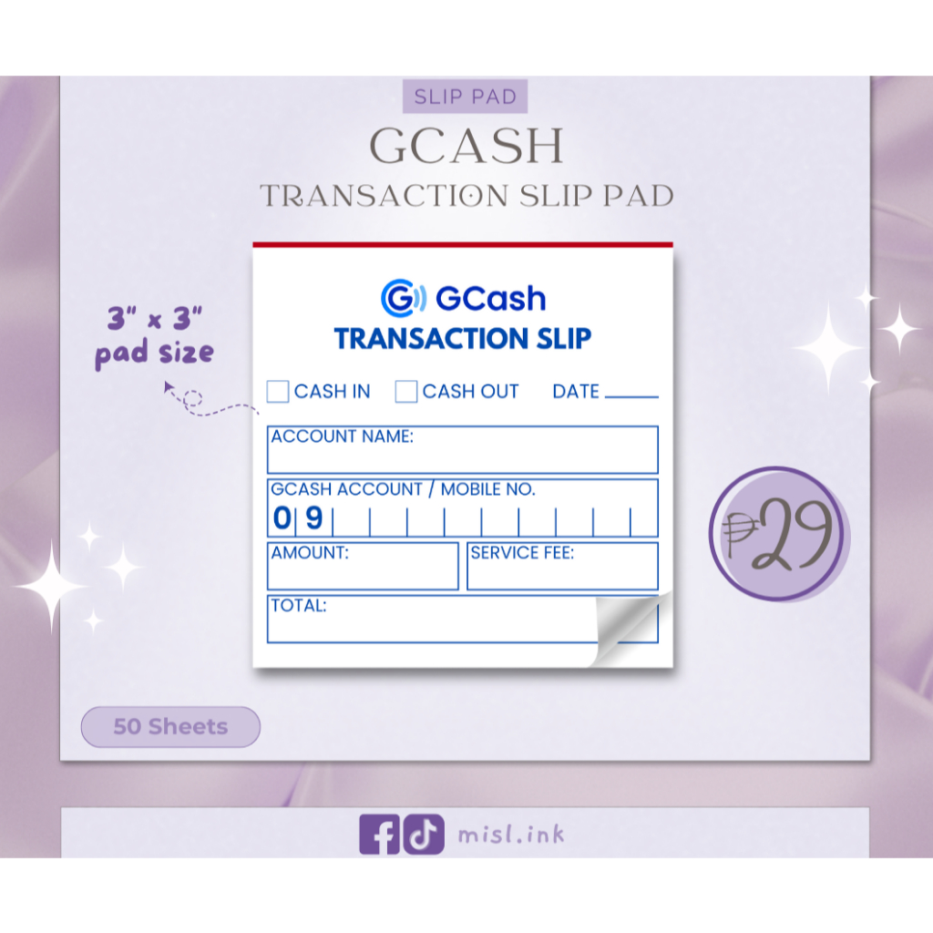 Gcash Transaction Slip / Form / Receipt (Slip Pad) | Shopee Philippines