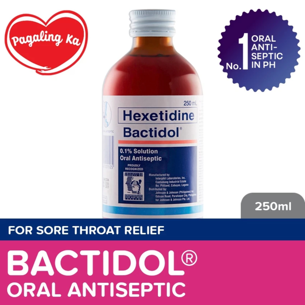 Bactidol Oral Antiseptic Gargle Mouthwash 250ml for Sore Throat, Itchy ...