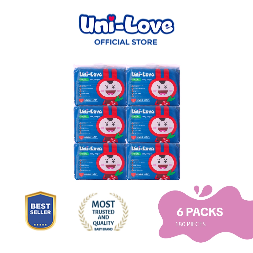 UniLove Airpro Baby Diaper 30's (Large) Pack of 6 | Shopee Philippines