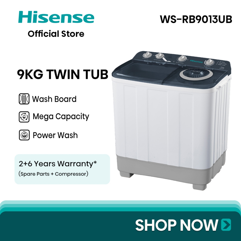Hisense 9KG Twin Tub Washing Machine (WSRB9013UB) | Shopee Philippines