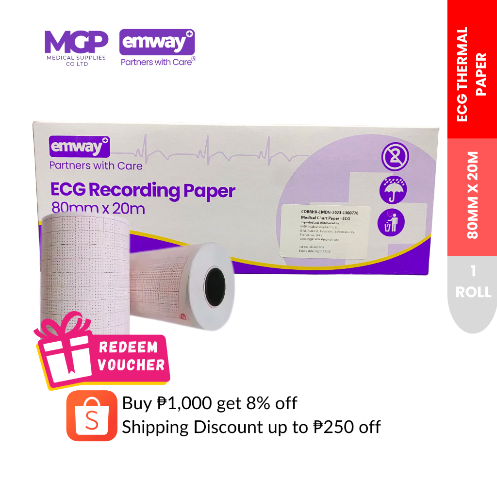80mm x 20m ECG Paper Emway Medical Record Paper | Shopee Philippines
