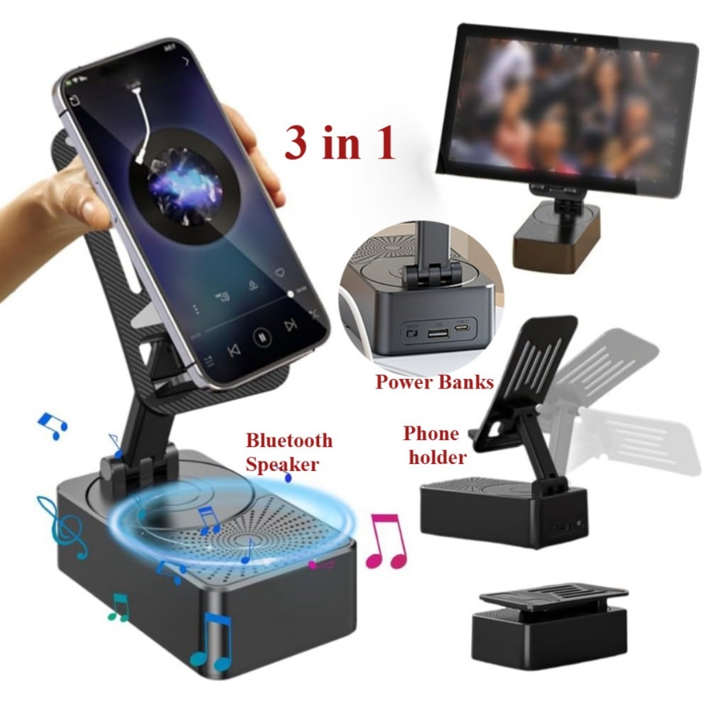 3 In 1 Mobile Phone Bracket Bluetooth Speaker with Charging Rotating ...