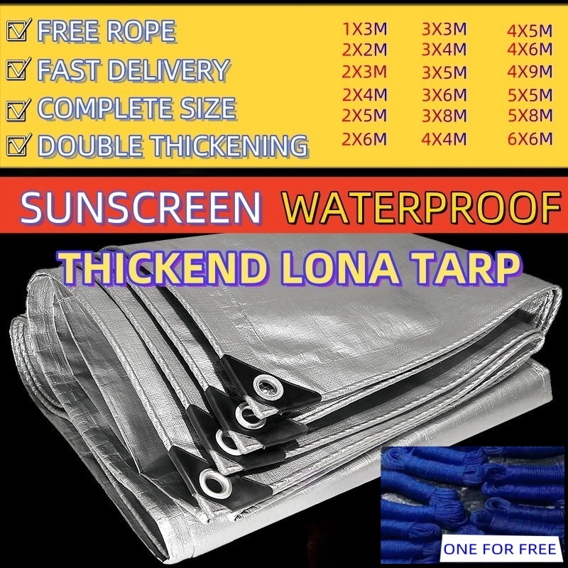 Thickened Waterproof Tarpaulin Lona Trapal 6X6M Makapal High Quality ...