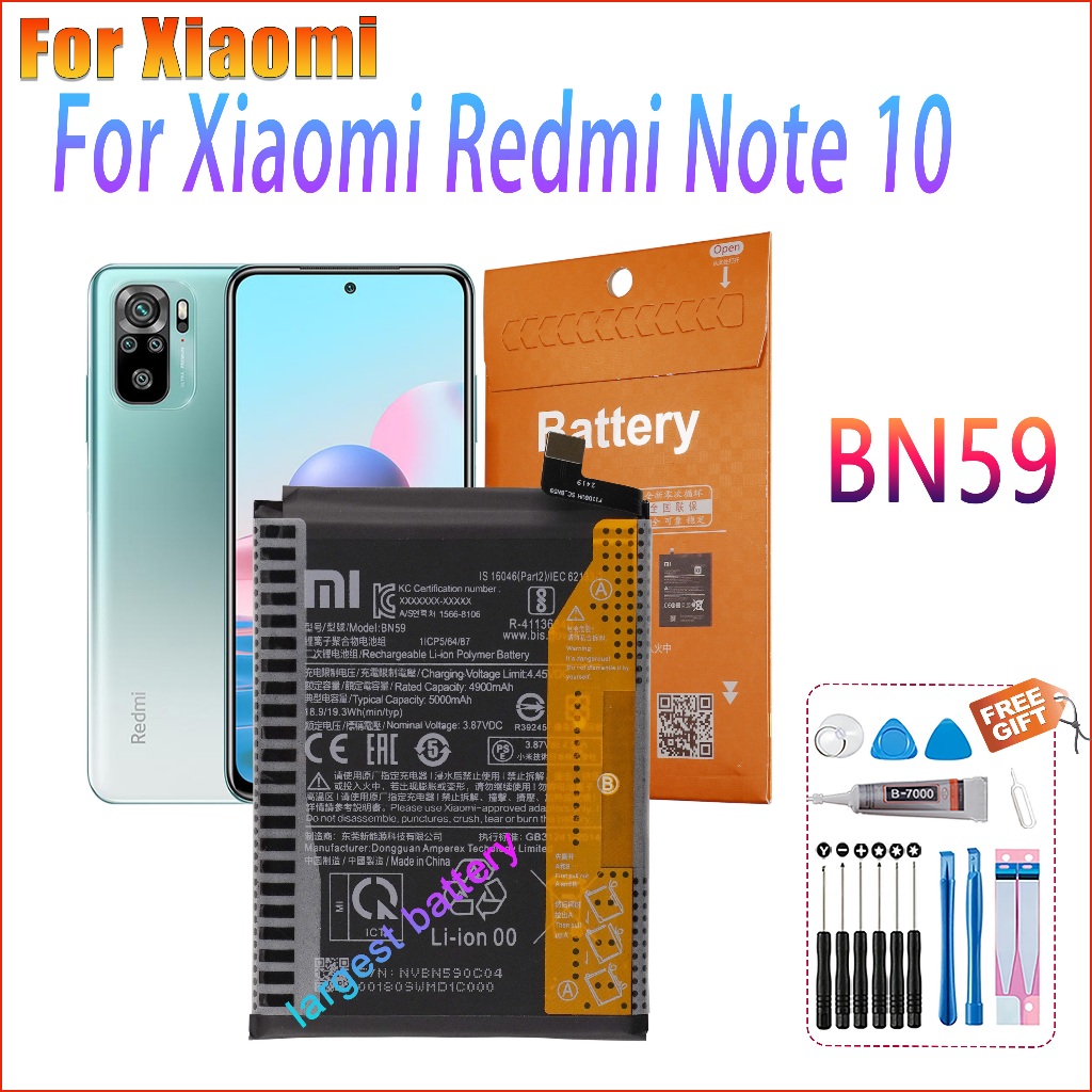 Orginal New BN59 5000mAh Battery For Redmi Note 10 Batteries+Tools Free ...