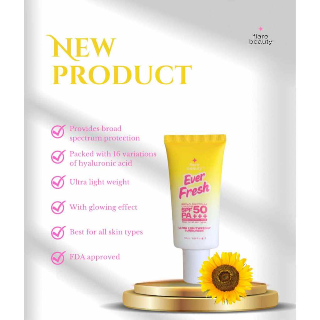 New Ever Fresh Sunscreen with SPF 50 PA +++ Ultralightweight | Shopee ...