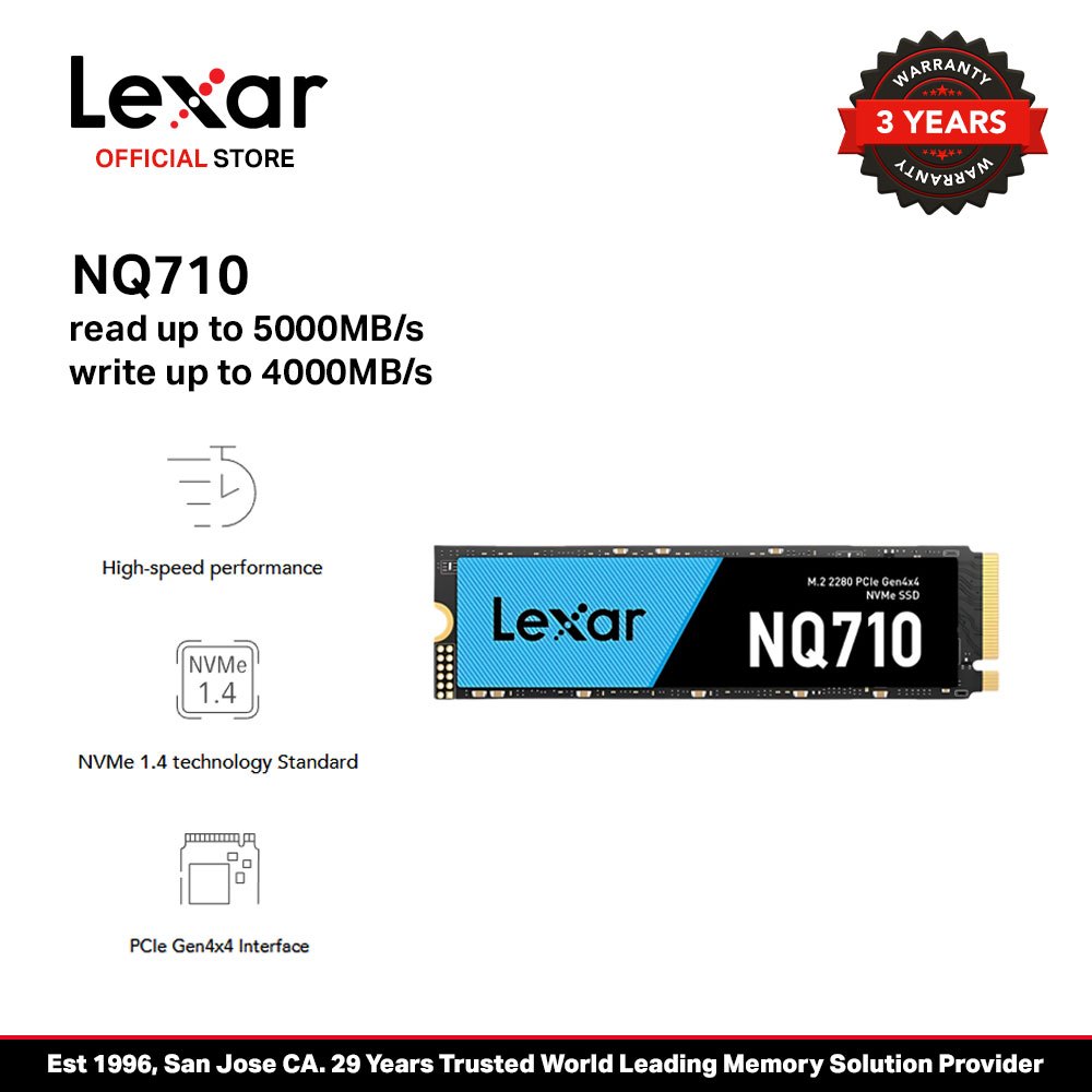 Lexar NQ710 500GB/1TB M.2 2280 PCIe Gen 4x4 NVMe Internal SSD Solid ...