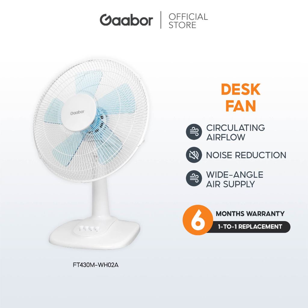 Gaabor Stand Fan 5 Blade Table Fan Wide Range Airflow Noise Reduction 3 ...