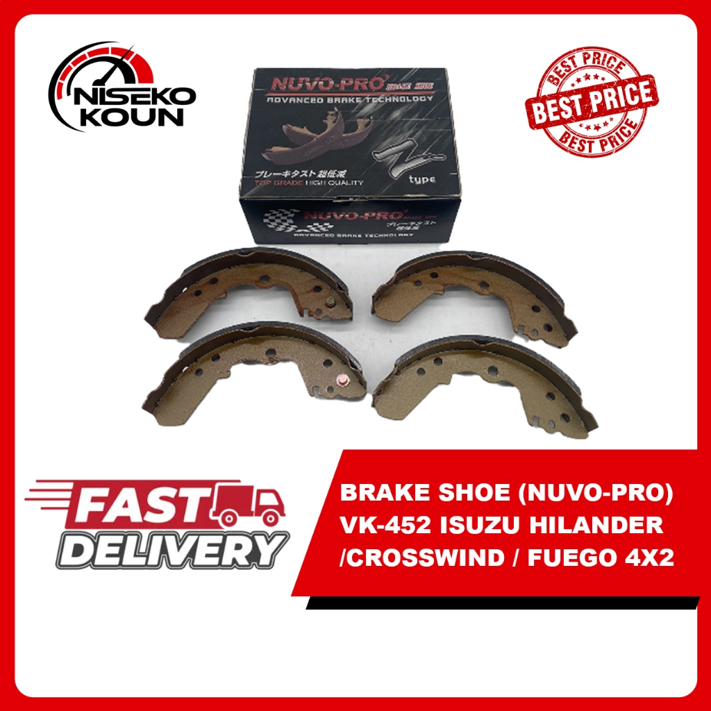 BRAKE SHOE (NUVO-PRO) VK-452 ISUZU HILANDER/CROSSWIND/FUEGO 4X2 ...