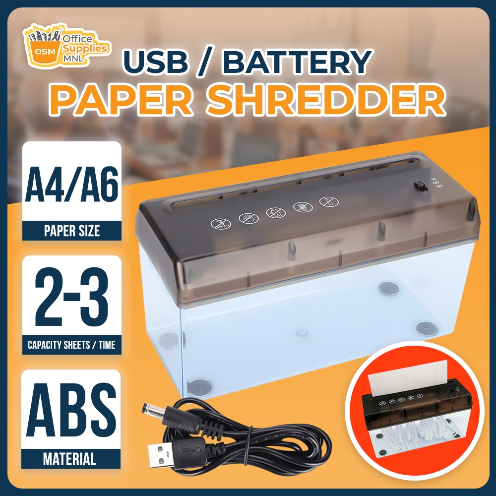 Officom Portable A4 Paper Shredder with Letter Opener USB/Battery ...