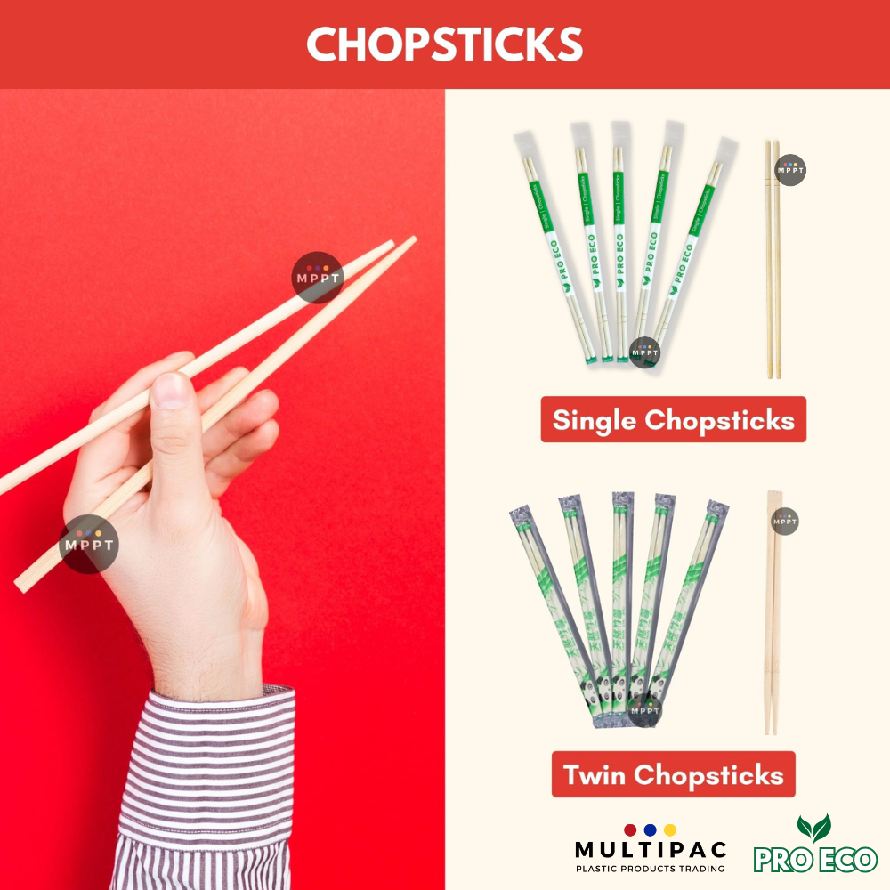 [100 PAIRS] - Pro Eco Bamboo Chopsticks (Single and Twin) | Shopee ...