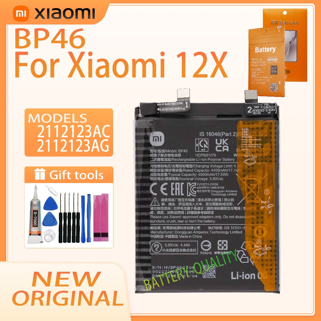 Original BP46 For Xiaomi 12X Replacement Batteries+Free Tools | Shopee ...