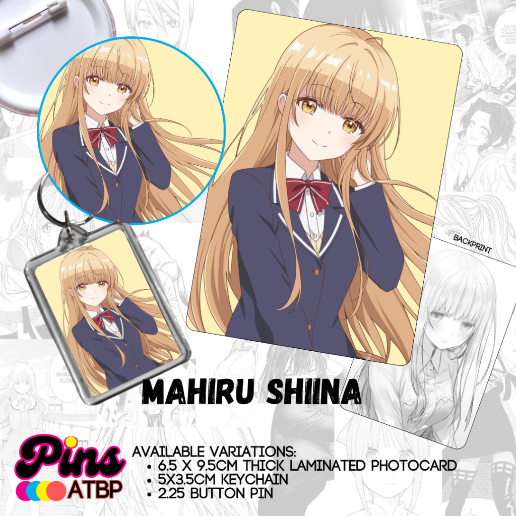 Mahiru Shiina Set 2 Angel Next Door Spoils Me Rotten Collectible Photocard Button Pin Keychain ...