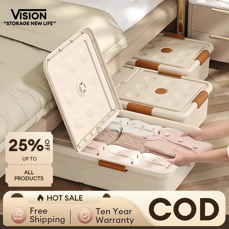 VISION Under Bed Storage Box With Wheels Oversize Storage Box Flat Toy ...