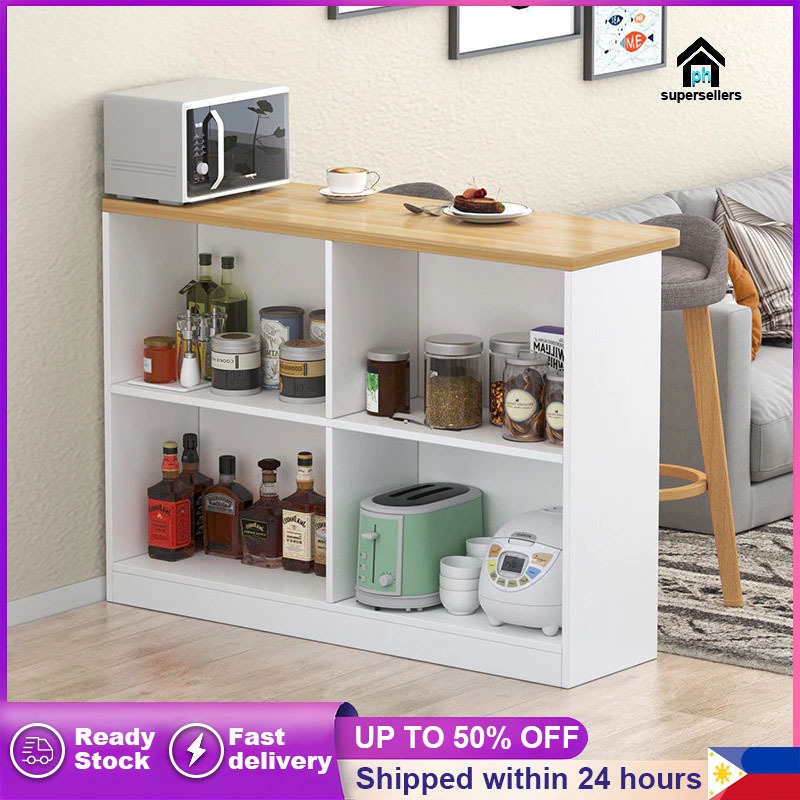 Kitchen dining table bar table storage cabinet multi-layer storage rack bar cabinet dining table ...