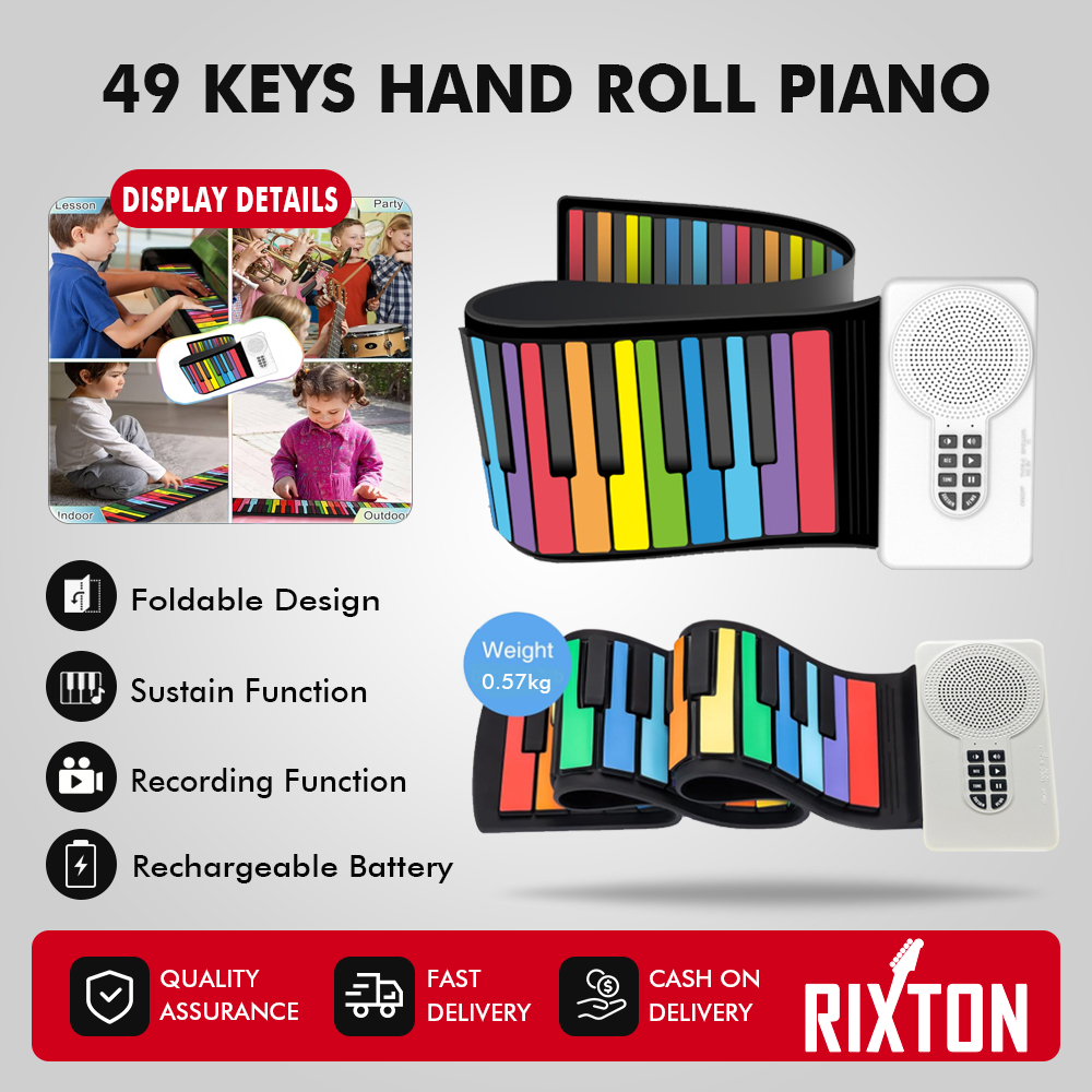 RIXTON 49 Keys Roll Up Piano Keyboard Portable Hand Roll Piano for Kids ...