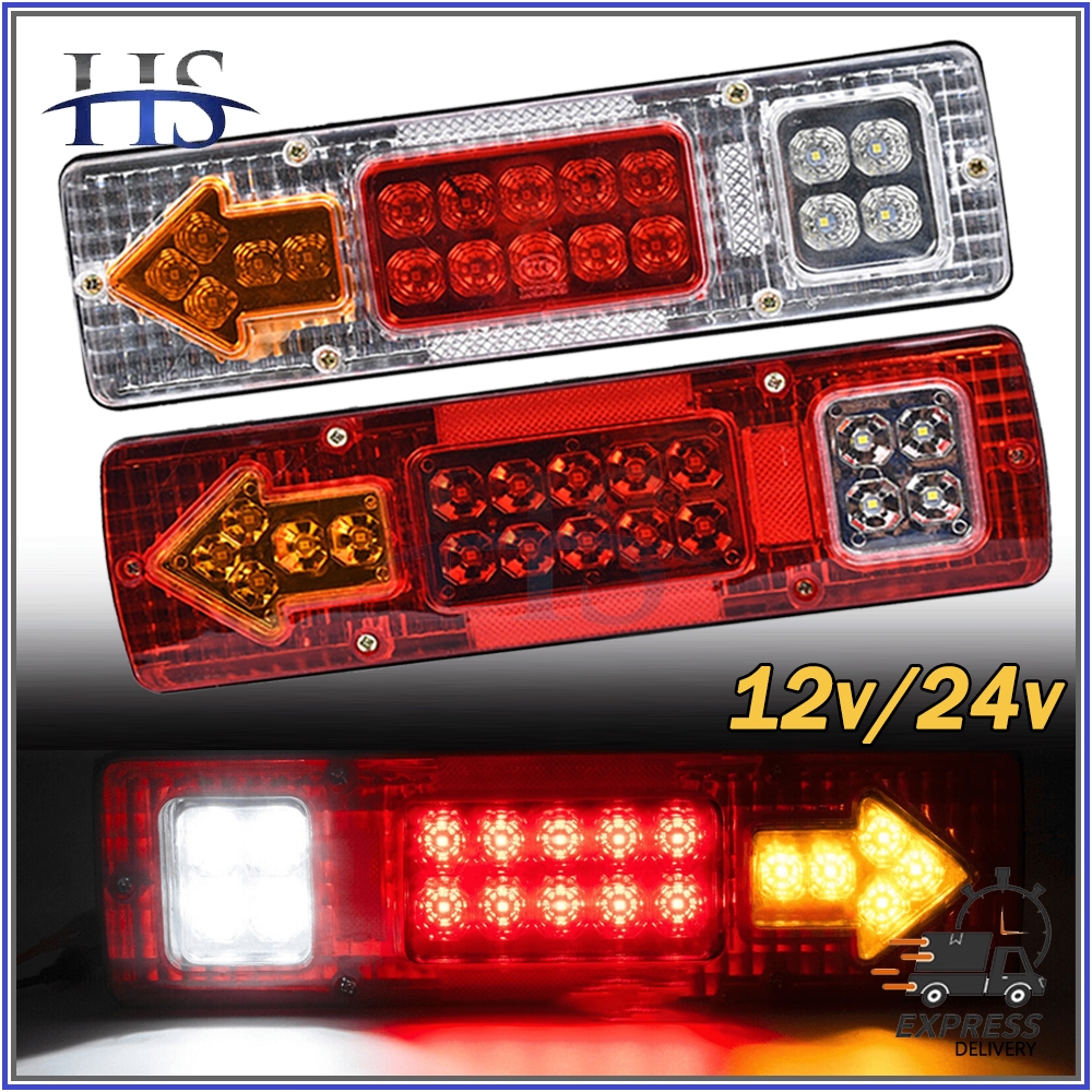12V 24V LED Car Truck Lorry Brake Light Stop Turn Rear Tail Trailer ...