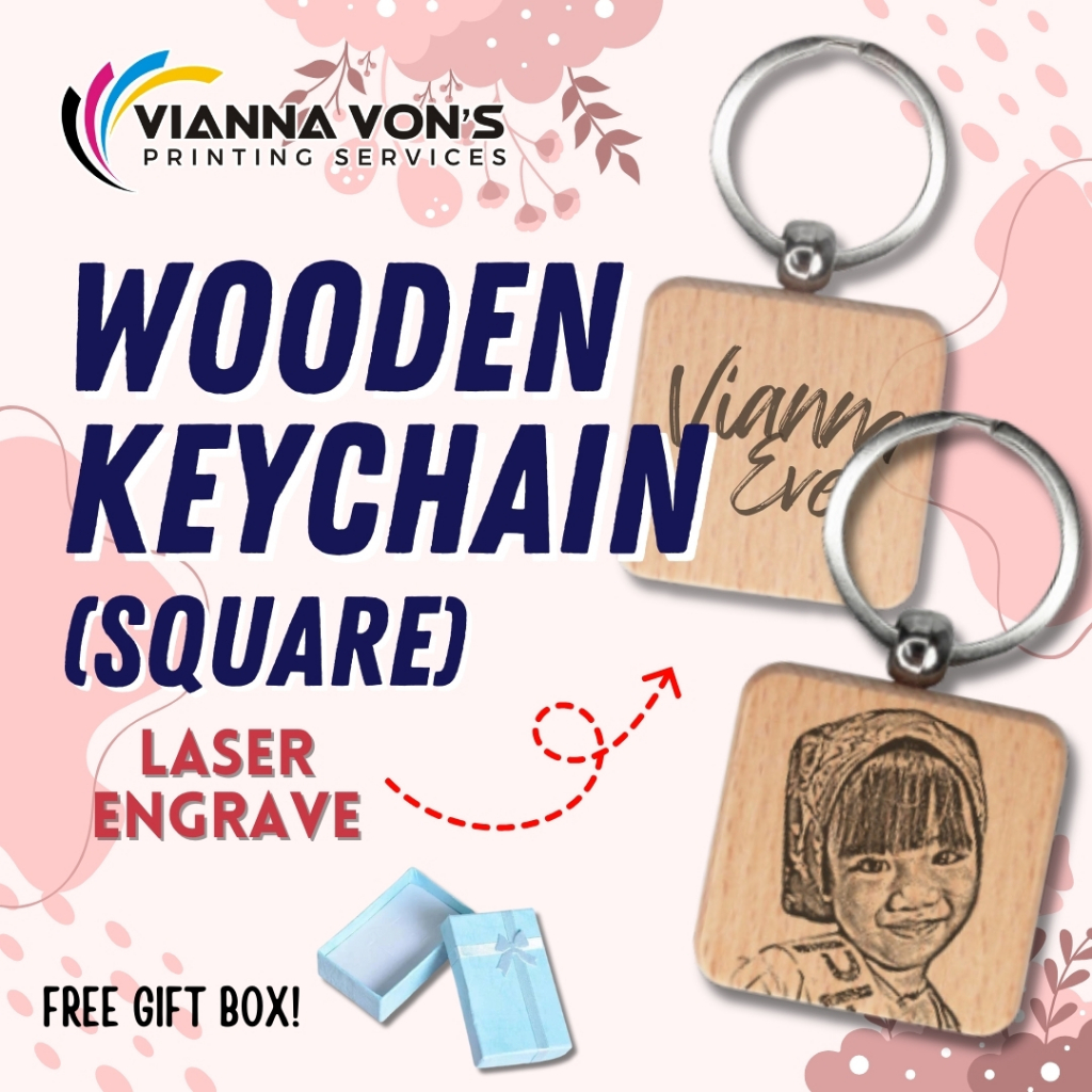 Personalized Customized Wooden Keychain (Square) LASER ENGRAVE free ...