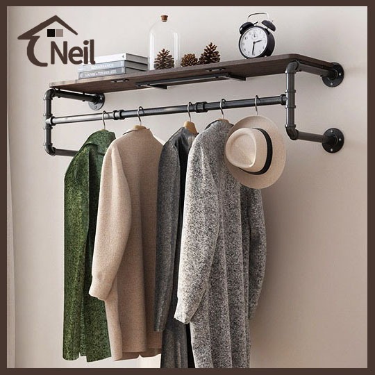 Heavy Duty Clothes Rail Detachable Clothes Rack Wall Mounted Garment ...