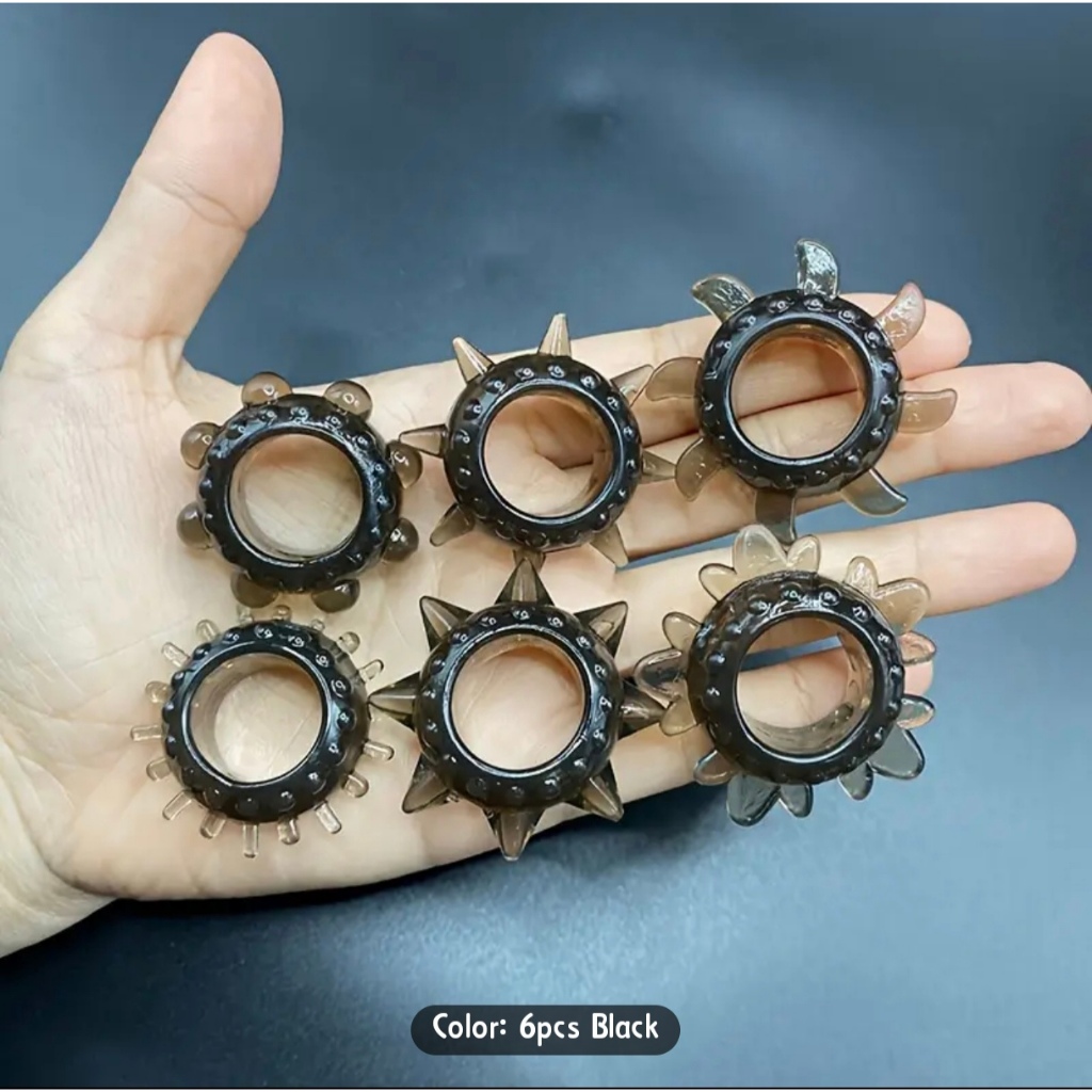 6pcs Mix Black Soft Elastic Men DelayMasterbator Silicone Ring | Shopee ...