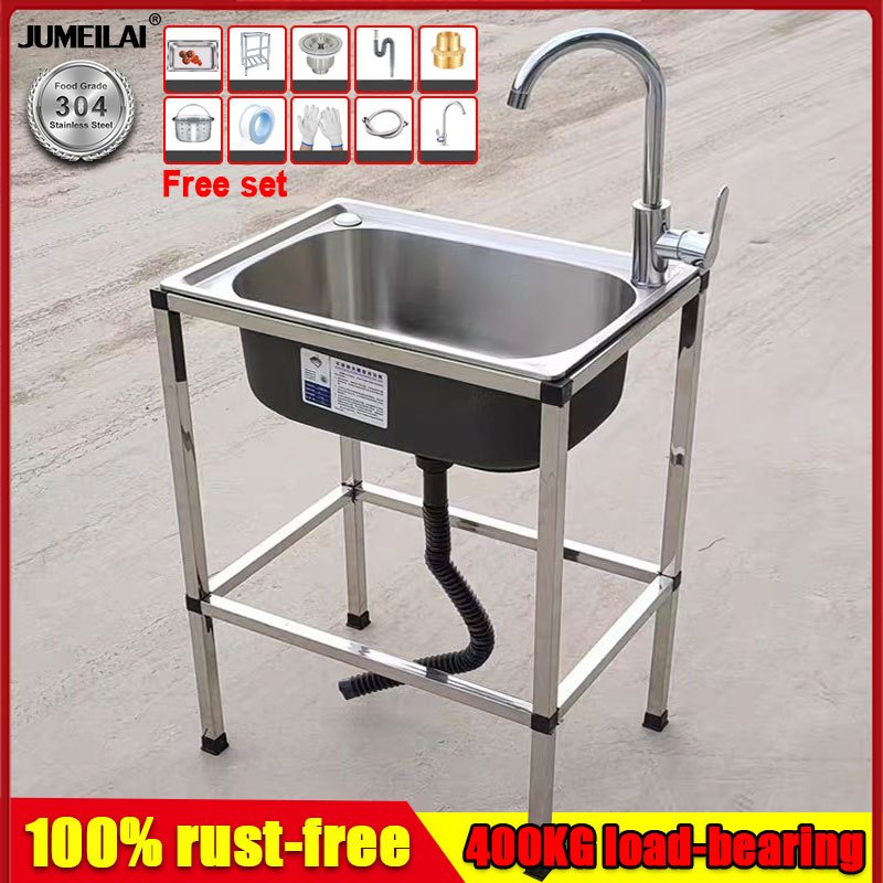 【Local delivery】stainless steel kitchen sink single bowl with faucet ...