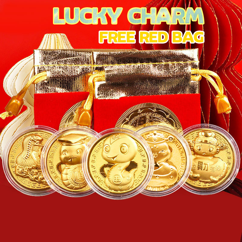 Lucky Charm 2025 Year Snake Golden Money Foil Lucky Coin For Wealth ...