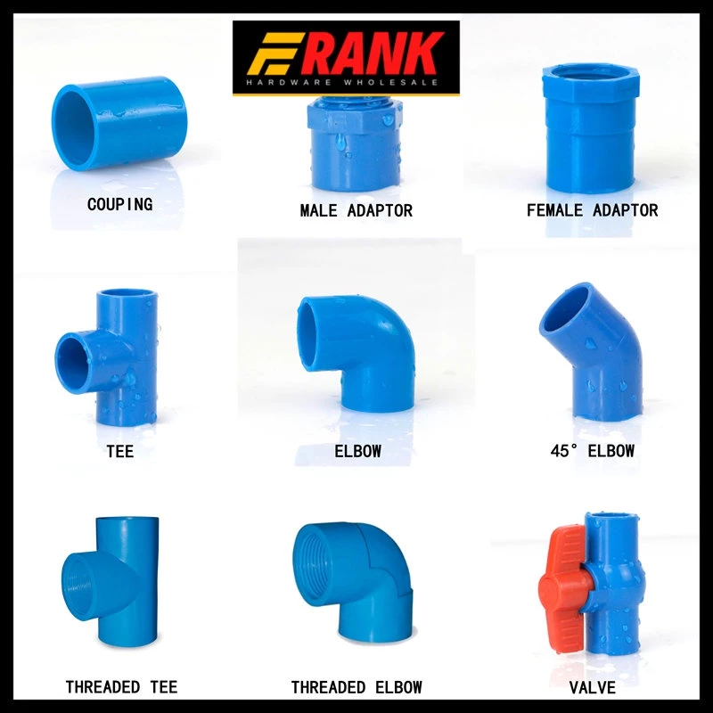 PVC Blue Pipe Fittings 20mm 25mm 32mm Coupling Elbow Tee End Cap Water ...
