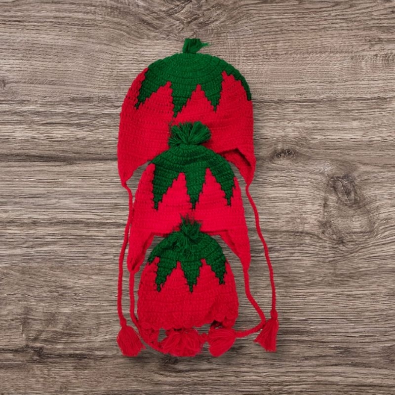 STRAWBERRY EAR MOP BONNET CROCHET | Shopee Philippines