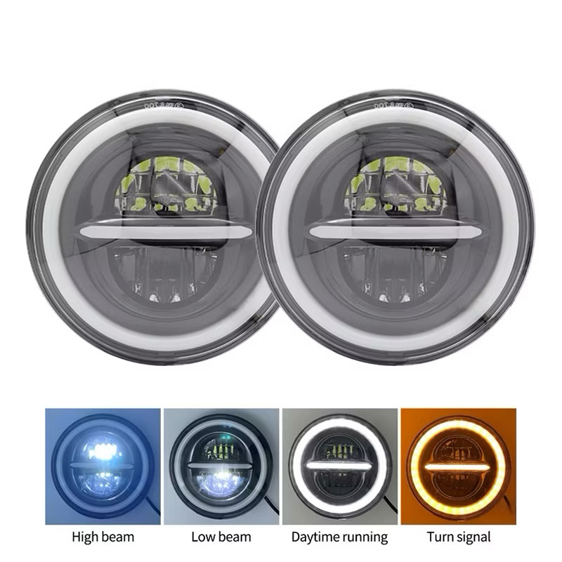 7 inch LED Motorcycle Headlight Universal 7"Round Head Light for Cafe ...