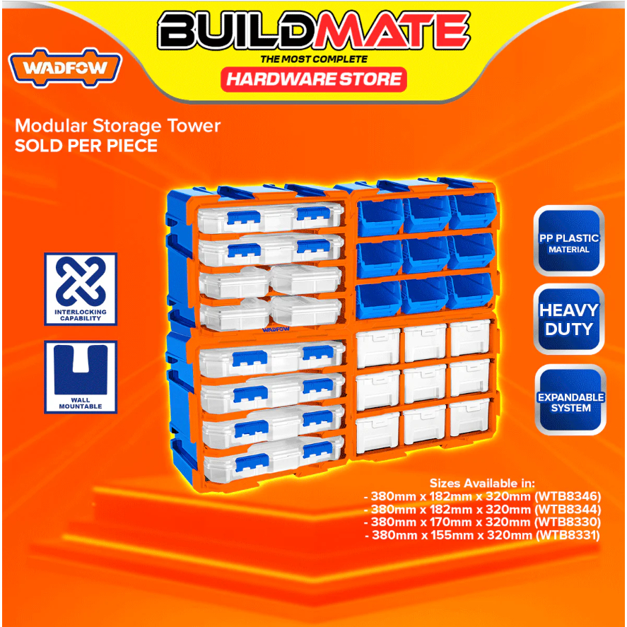 BUILDMATE Wadfow Modular Storage Bin Tower Transparent Plastic Tray ...