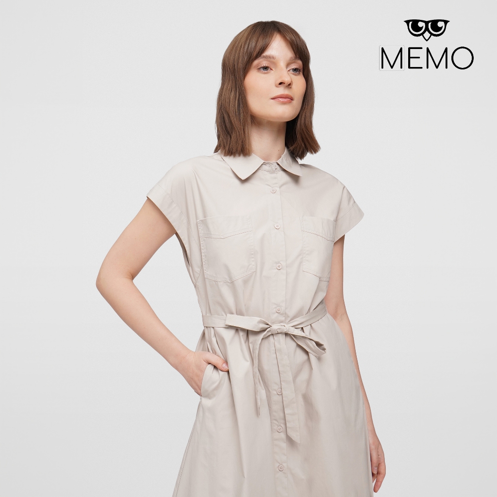 Memo Shirt Dress For Women (Taupe) | Shopee Philippines