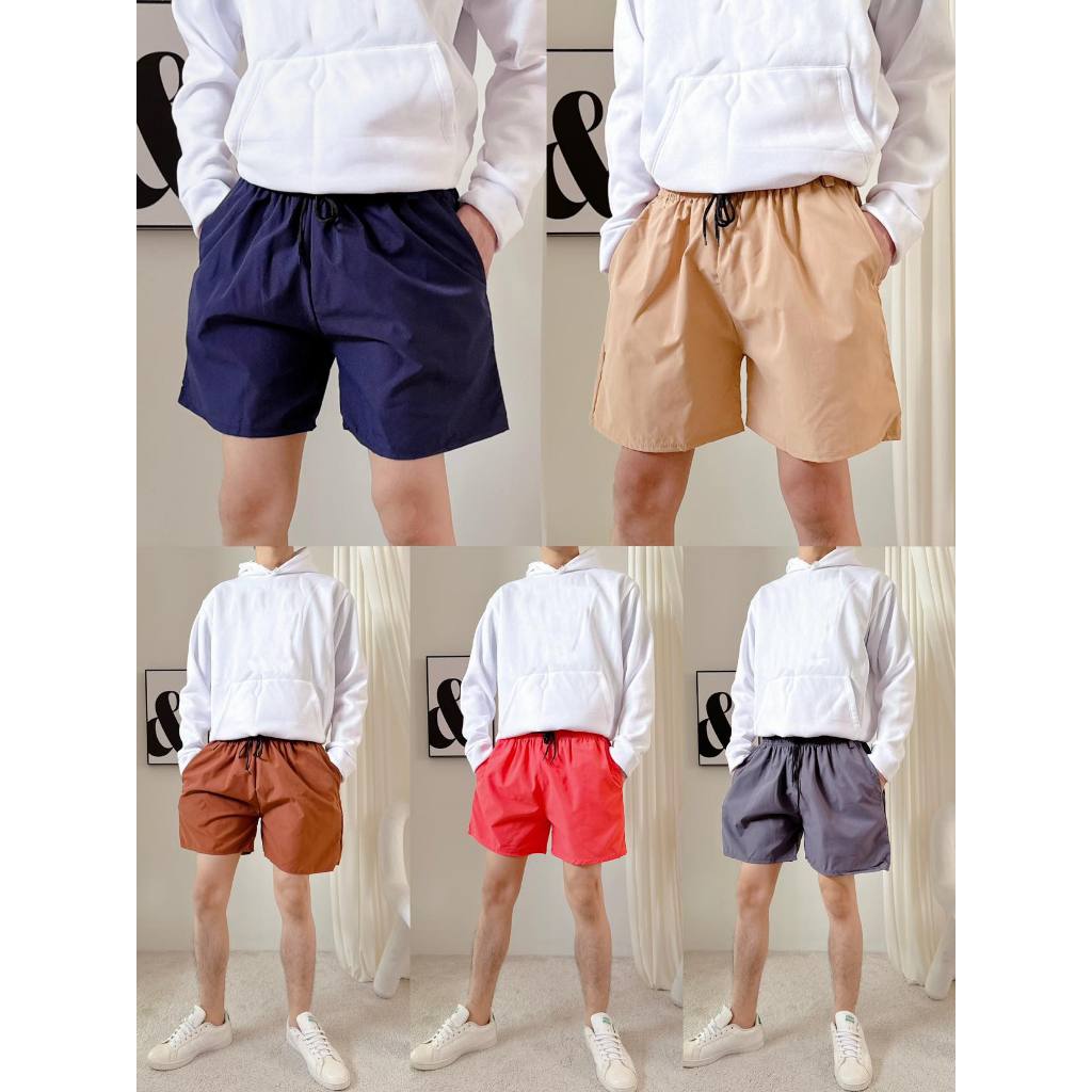 EMILY Casual Plain Urban Pipe Tailored Taslan Woven Short for Men with ...