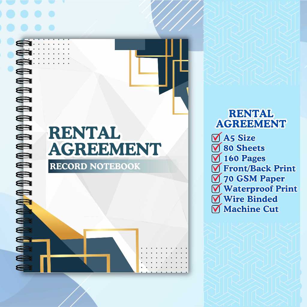 A5 Rental Agreement / Rent Agreement Record and Tracker Booklet ...
