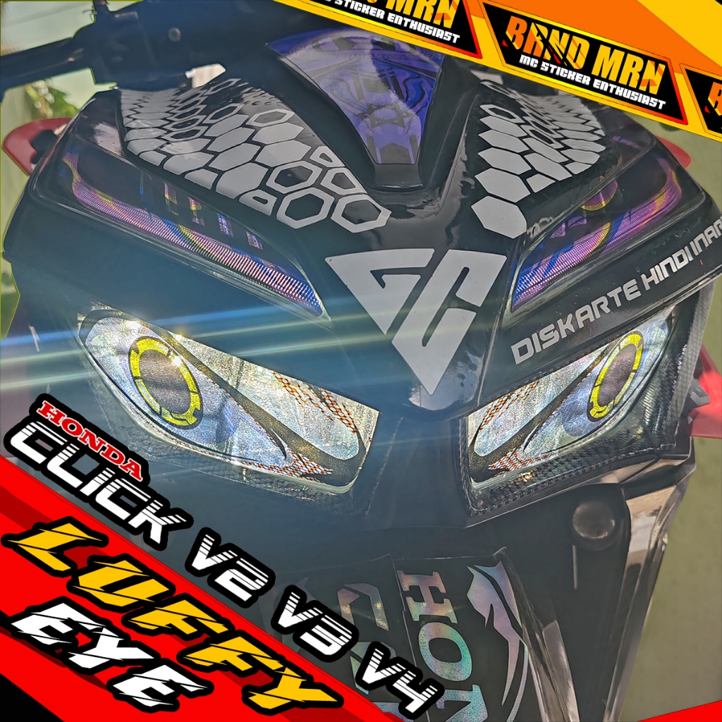HONDA CLICK125 V2/V3/v4 HEADLIGHT LUFFY EYE MECHA DECAL CLEAR STICKER ...