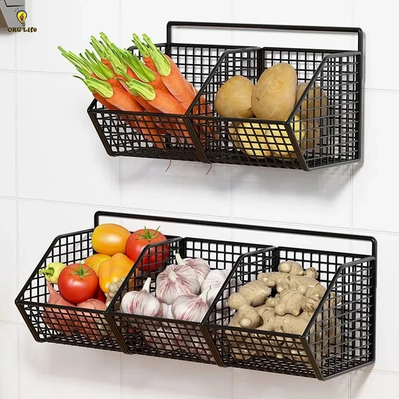 Wall Mounted kitchen condiments organizer rack hanging storage grocery ...