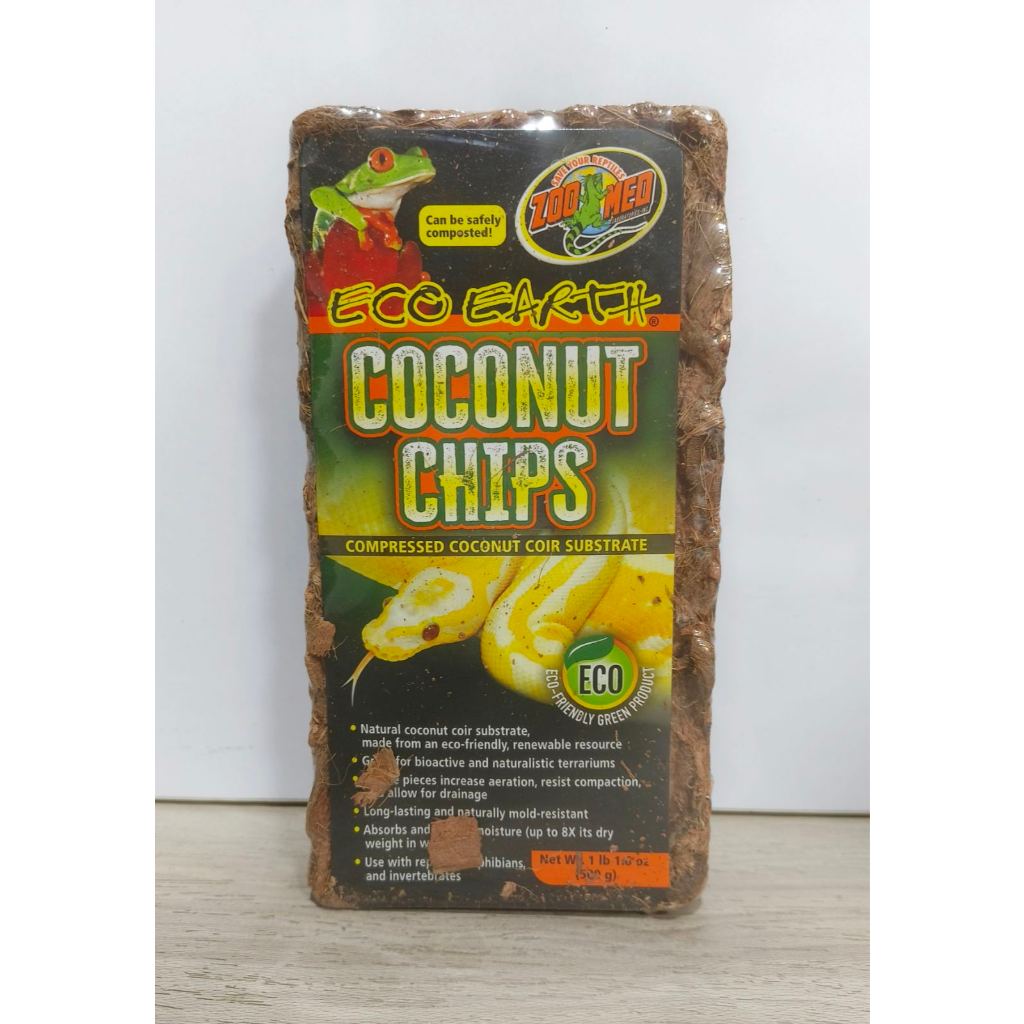 Zoo Med Coconut Chips Eco Earth Compressed Coconut Coir Substrate 500g ...